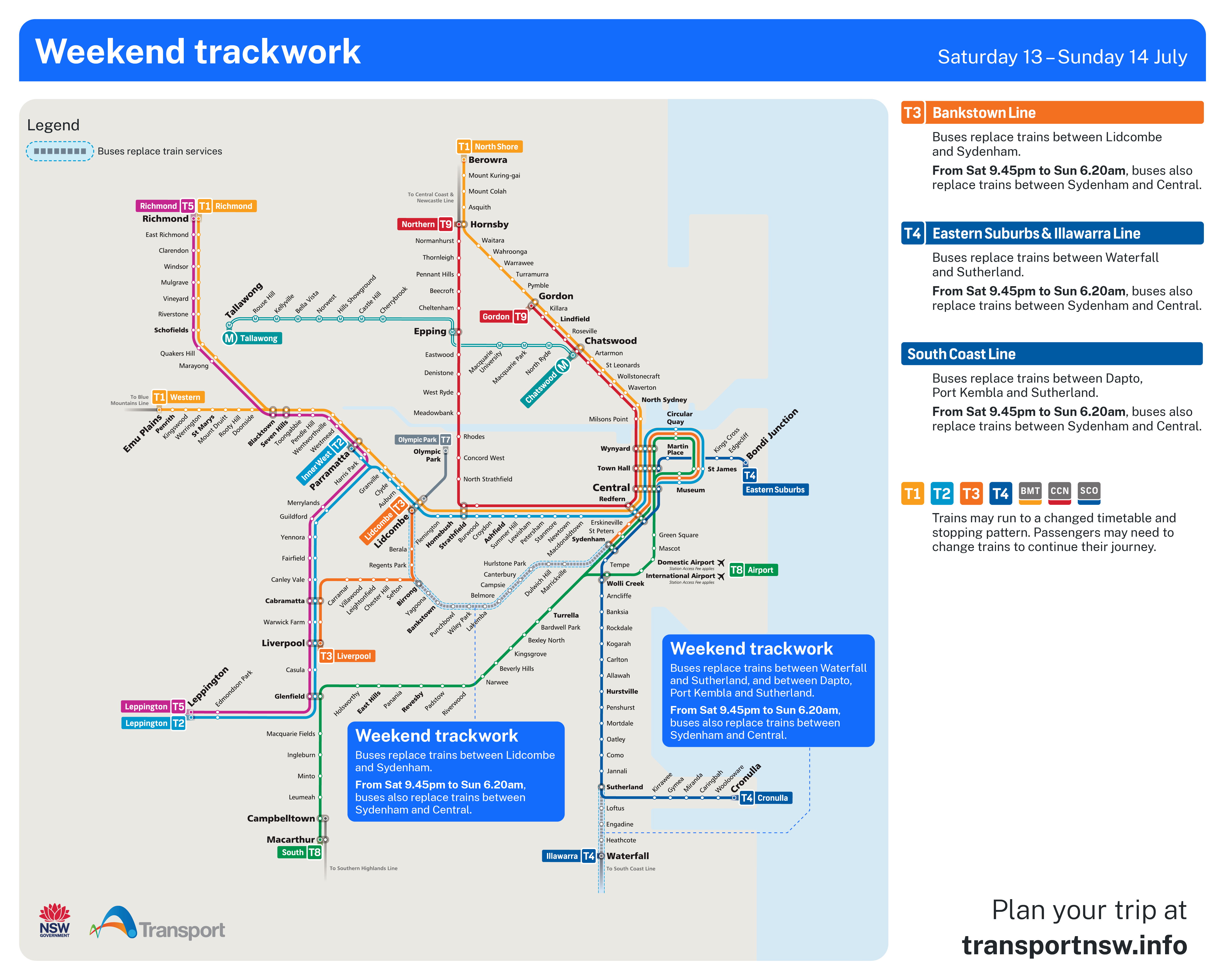 Rail repair plan weekend trackwork 19-21 April 2024 | transportnsw.info